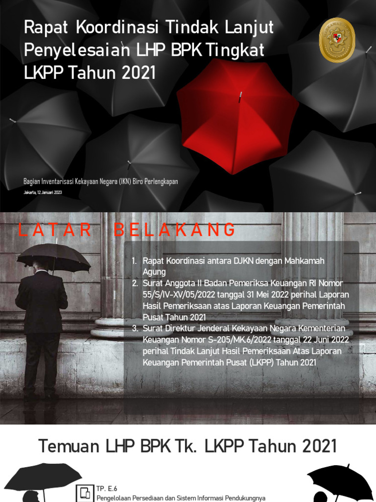 Rapat Koordinasi LHP BPK LKPP Th. 2021 (005 MA) | PDF