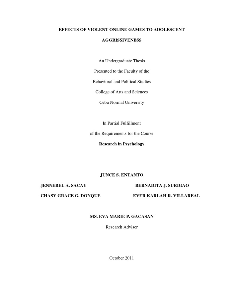 Violent Games and Teen Aggression | PDF | Aggression | Violence