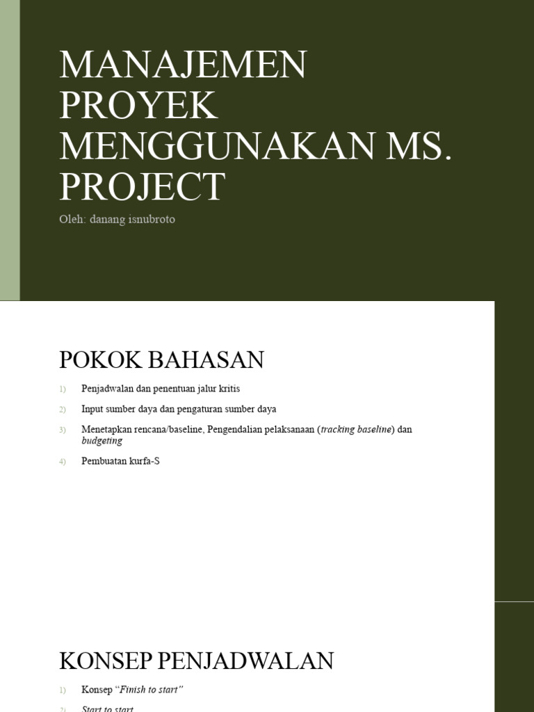 Manajemen Proyek Use Mspro | PDF