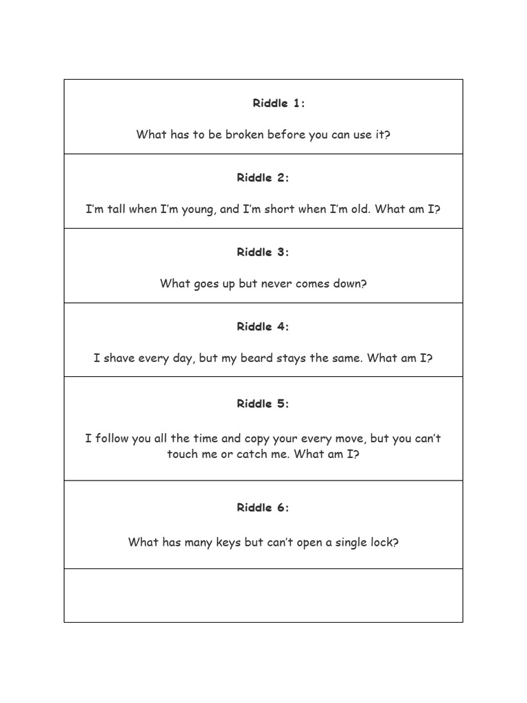 HIP Riddles Questions | PDF