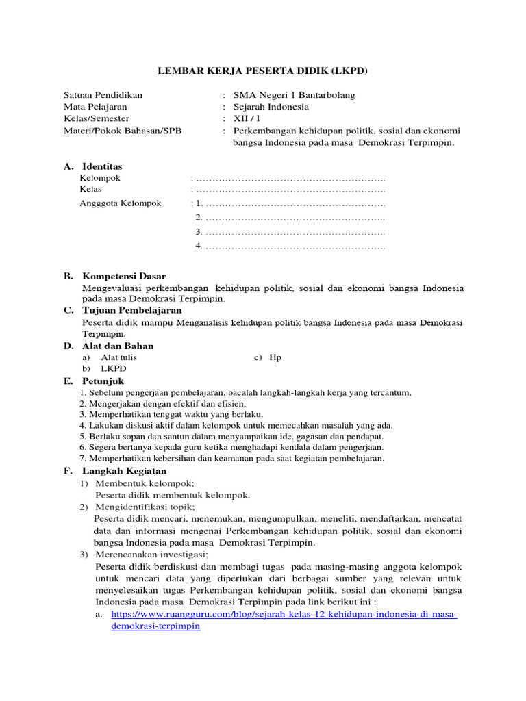 LKPD Masa Demokrasi Terpimpin | PDF | Karier & Perkembangan