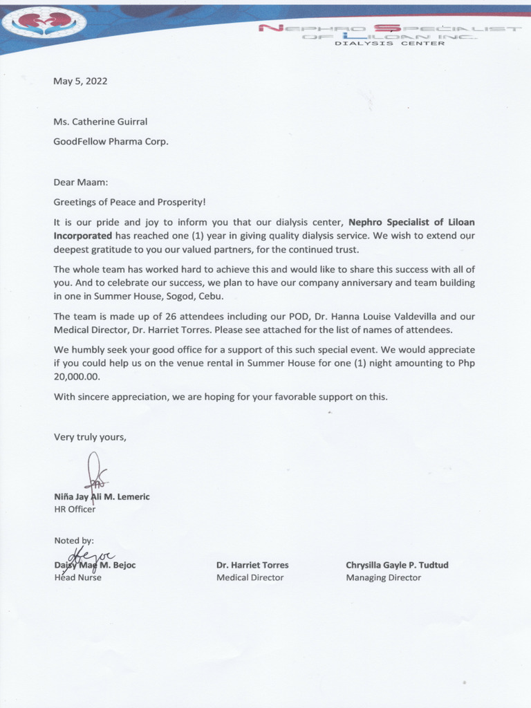 Letter For Signature | PDF