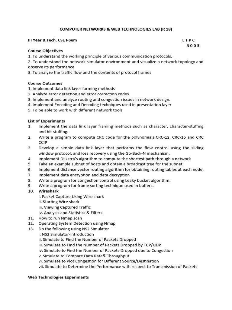 Computer Networks Lab Experiments Guide | PDF | Computers | Technology & Engineering