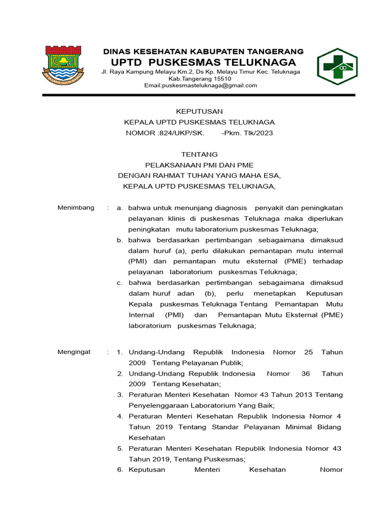 01 SK Pelaksanaan PMI Dan PME | PDF