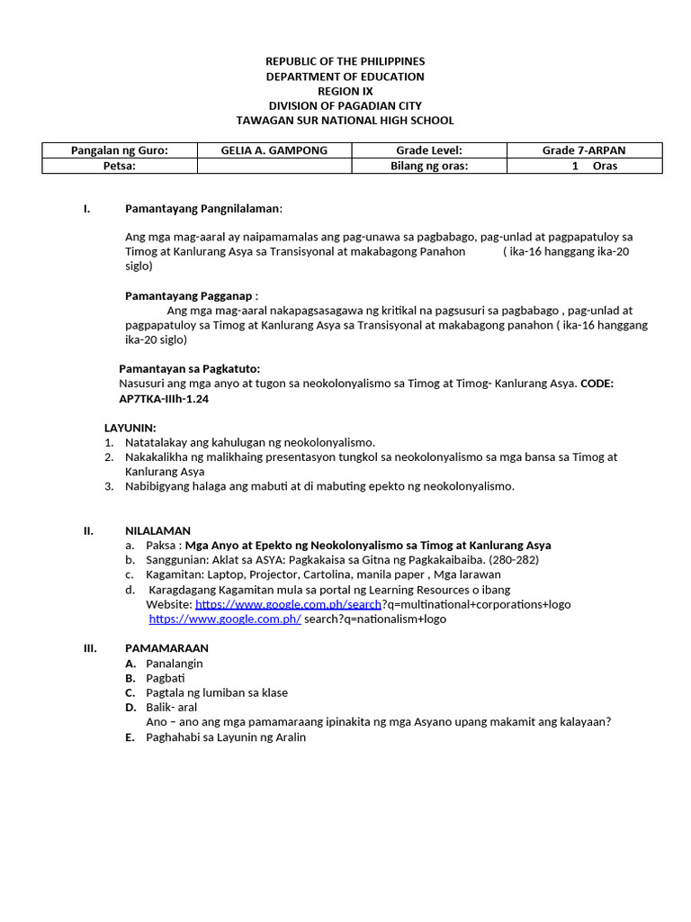 Final Co 1 Sa Arpan 7 | PDF