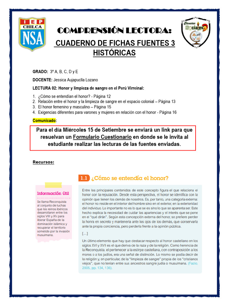Comprensión Lectora CCSS - 3ero Secundaria | PDF