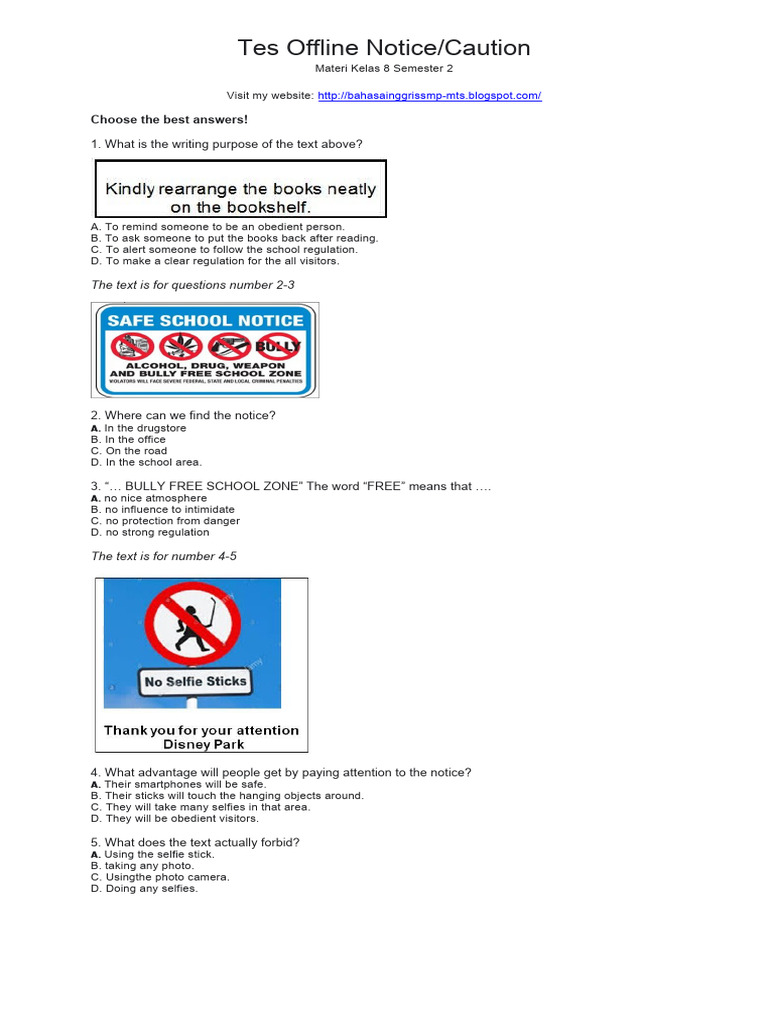 latihan soal tentang Notice and Caution | PDF