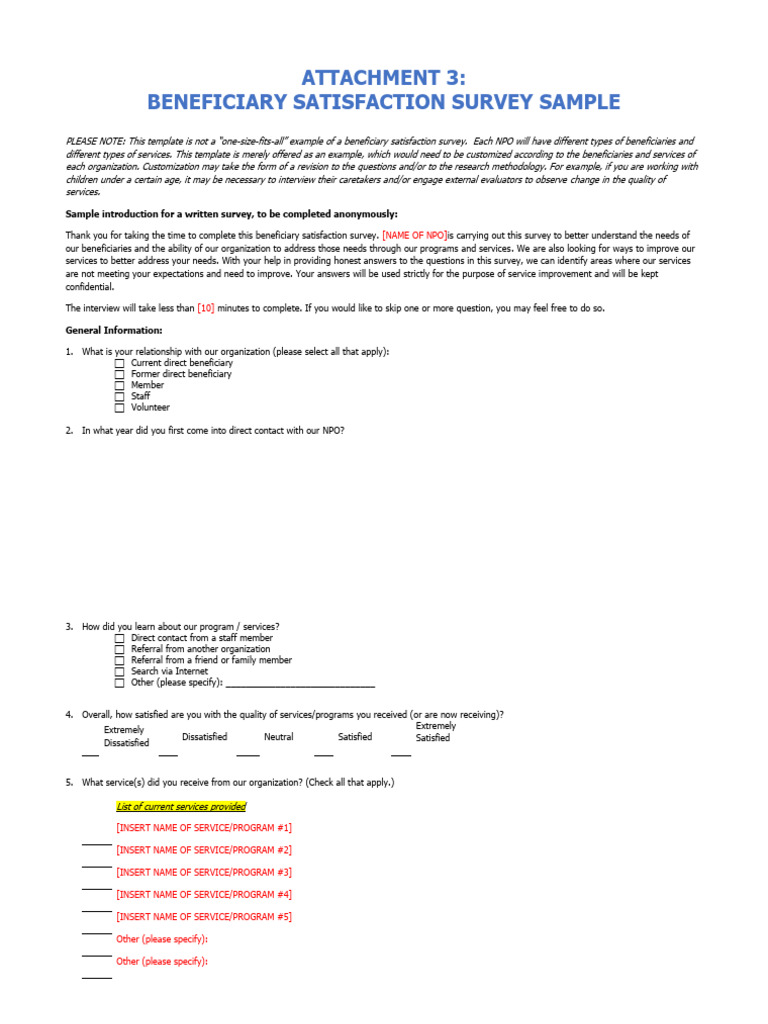 Attachment3-Beneficiary Satisfaction Survey Sample en | PDF