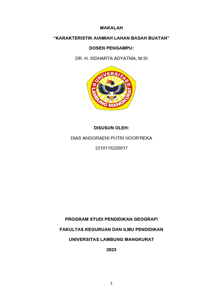 Lahan Basah Buatan: Definisi dan Tipe | PDF