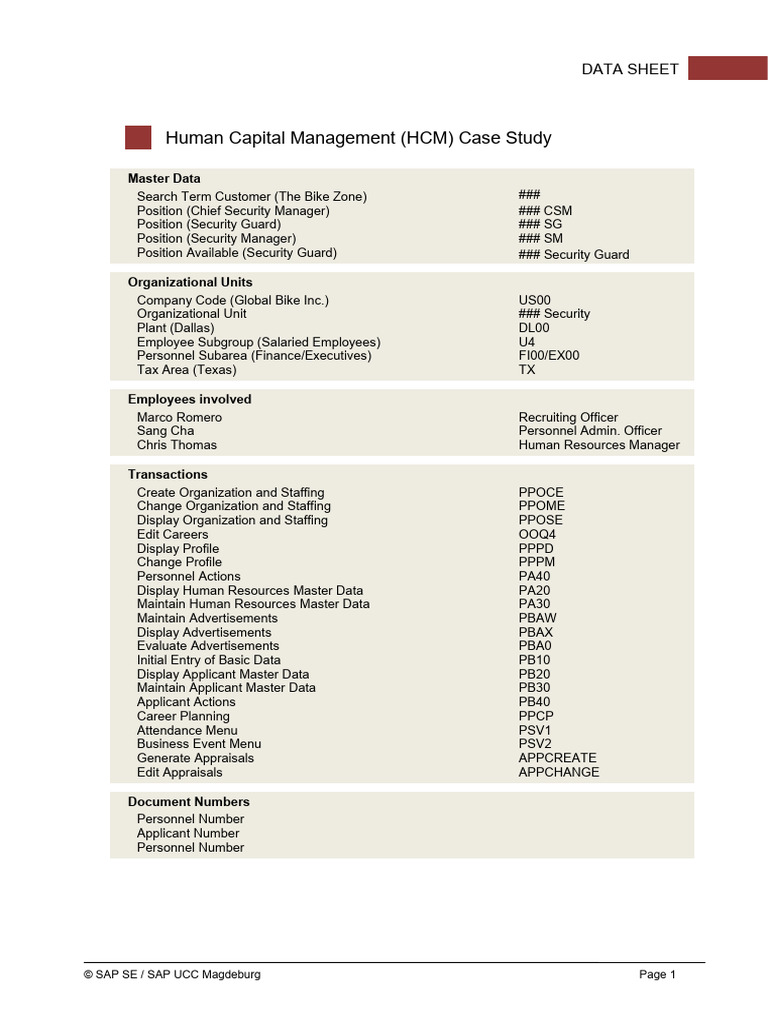 9a. Intro S4HANA Using GBI Data Sheet HCM en v3.2 | PDF