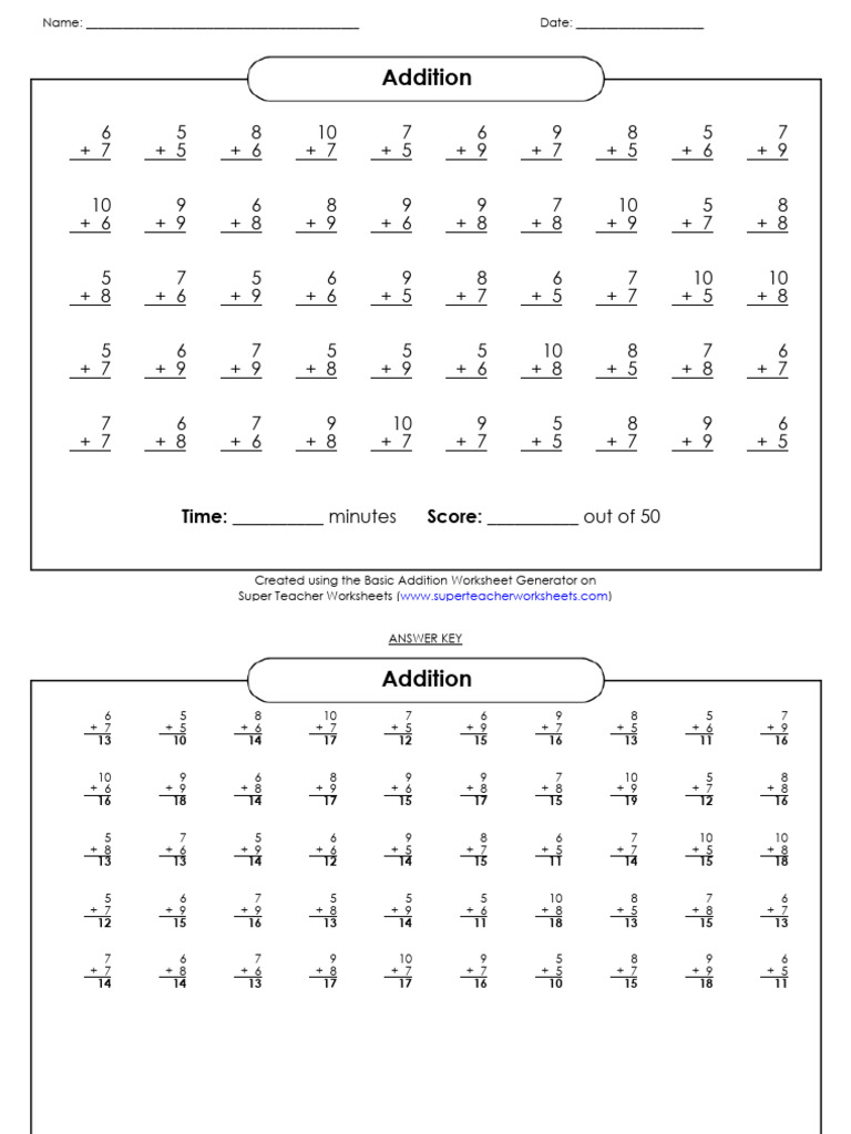 Addition Worksheet | PDF