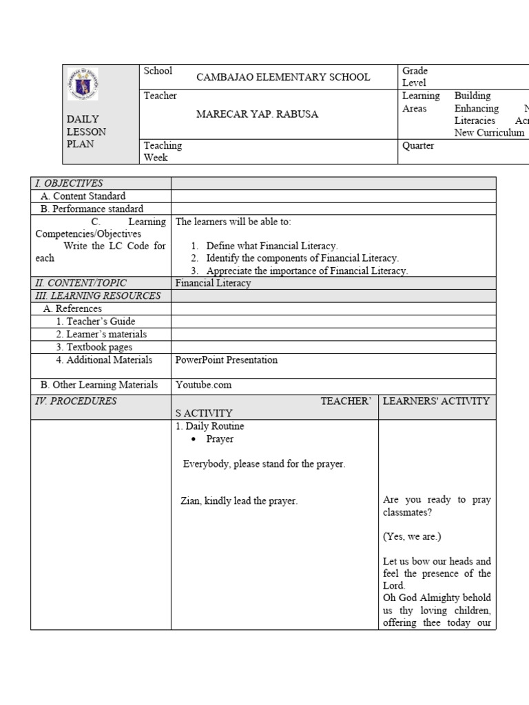 Lesson Plan in Benlac Final | PDF