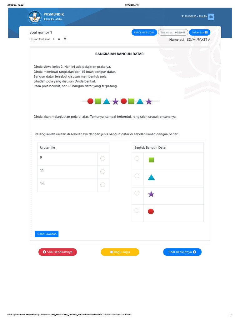 Contoh Soal Numerasi ANBK SD 2023 | PDF