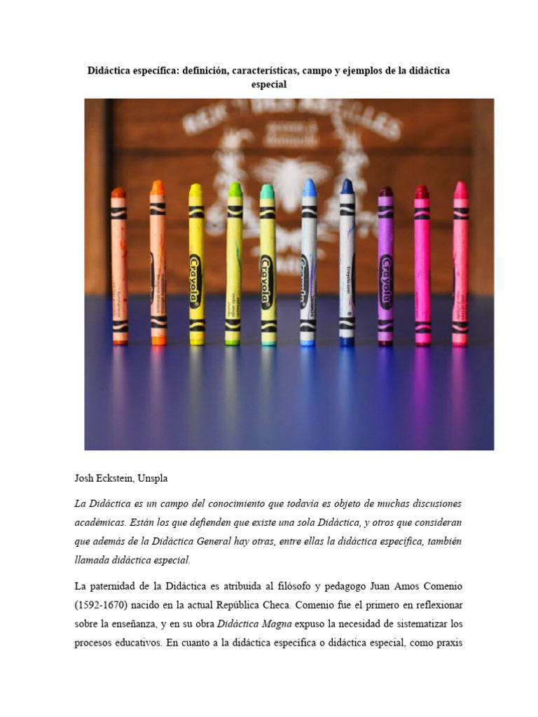 Didáctica específica: definición y ejemplos | PDF