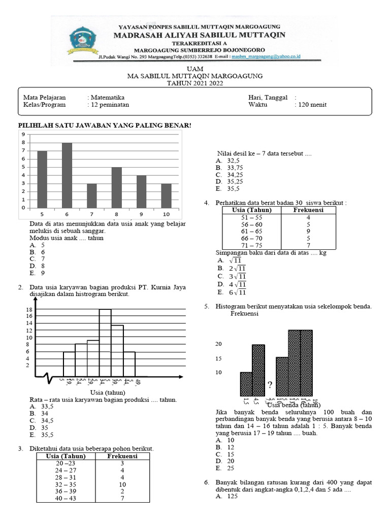 Soal-Mtk 12 PE3MINATAN 21 22 UAM | PDF