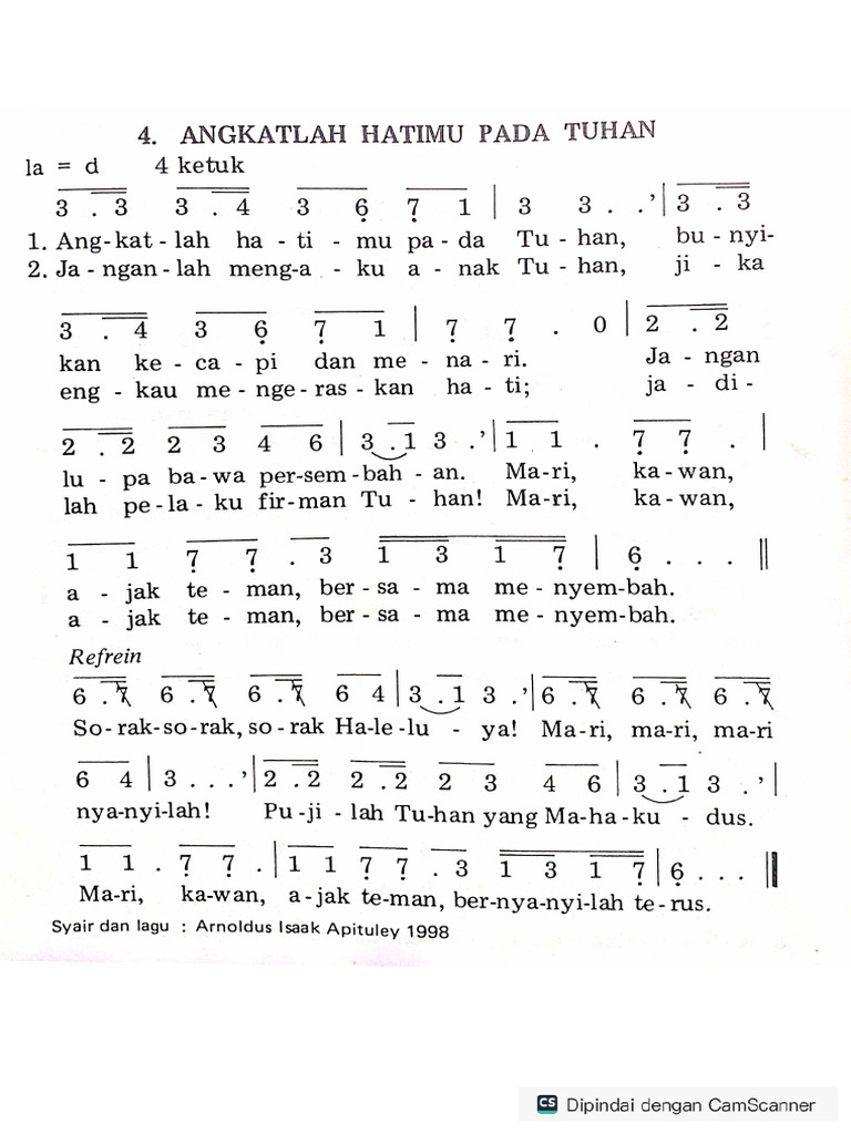 Partitur 04. Angkatlah Hatimu Pada Tuhan (PKJ) | PDF