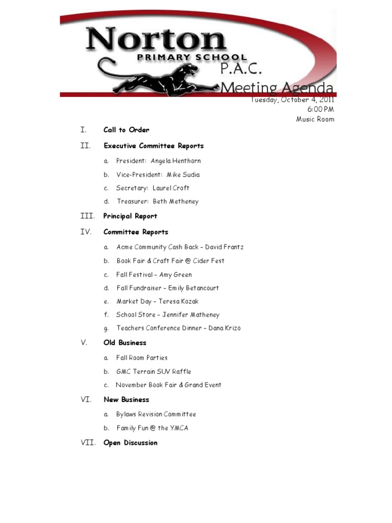 October Meeting Agenda | PDF | Social Science