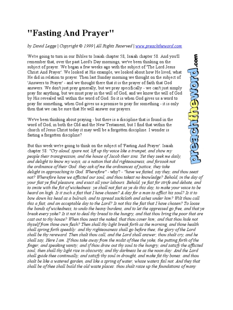 Fasting and Prayer | PDF | Fasting | Prayer