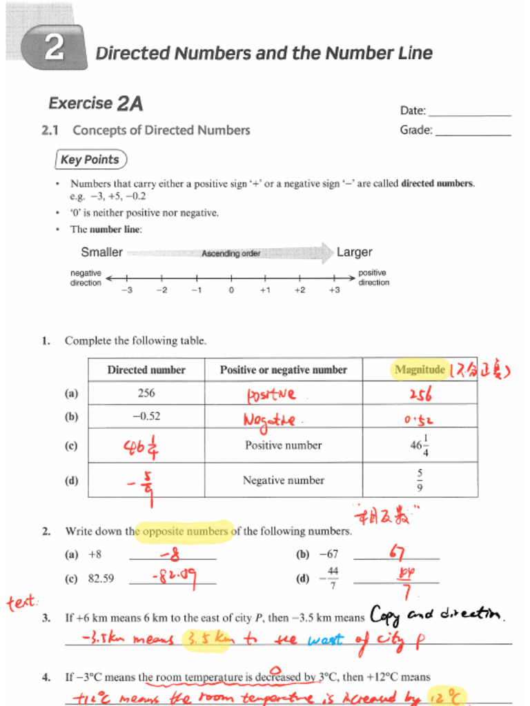 Ch2 Direct Number Exercise Course 1 | PDF