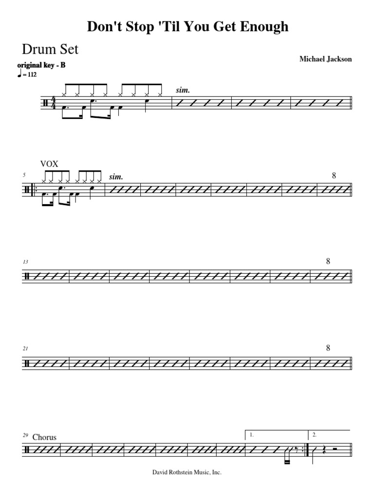 Dont Stop Til You Get Enough Drums | PDF