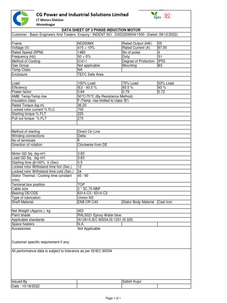 CG Power and Industrial Solutions Limited: LT Motors Division ...