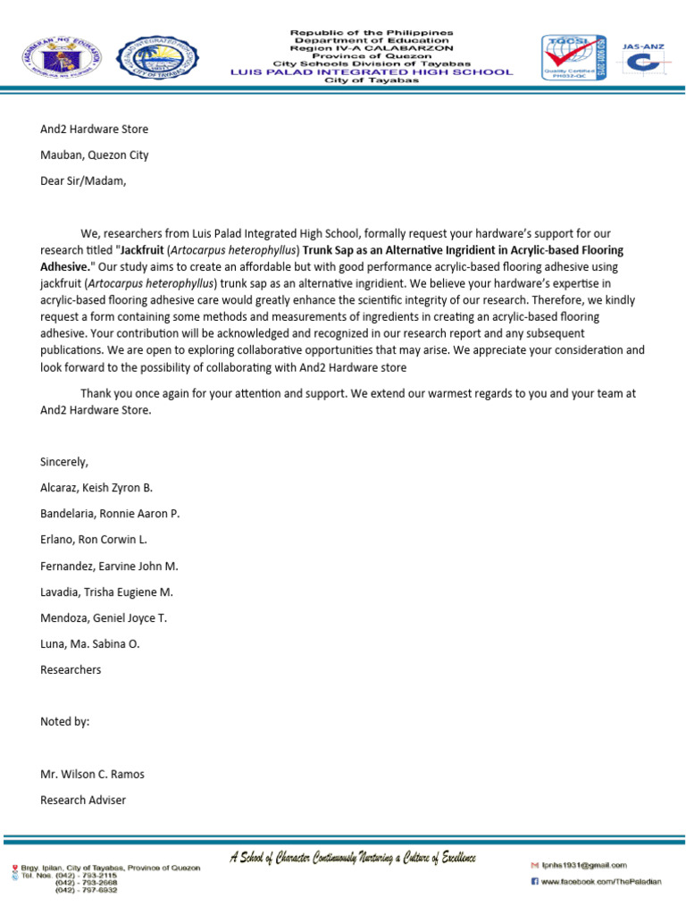 Letter For Hardware | PDF