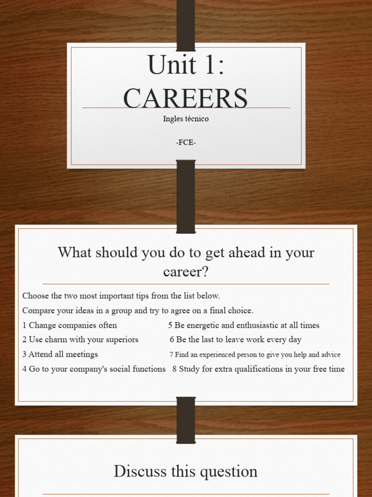 Unit 1 Careers - Vocabulary and Speaking Activities | PDF | Career ...