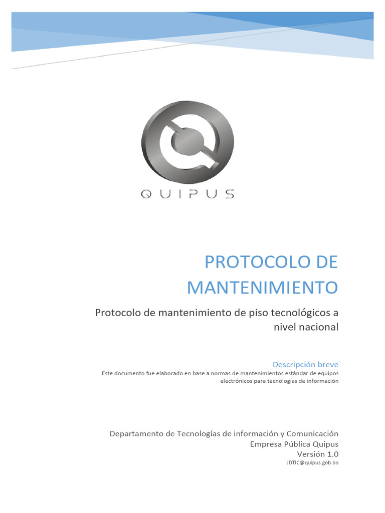 01 - Protocolo de Mantenimiento | PDF