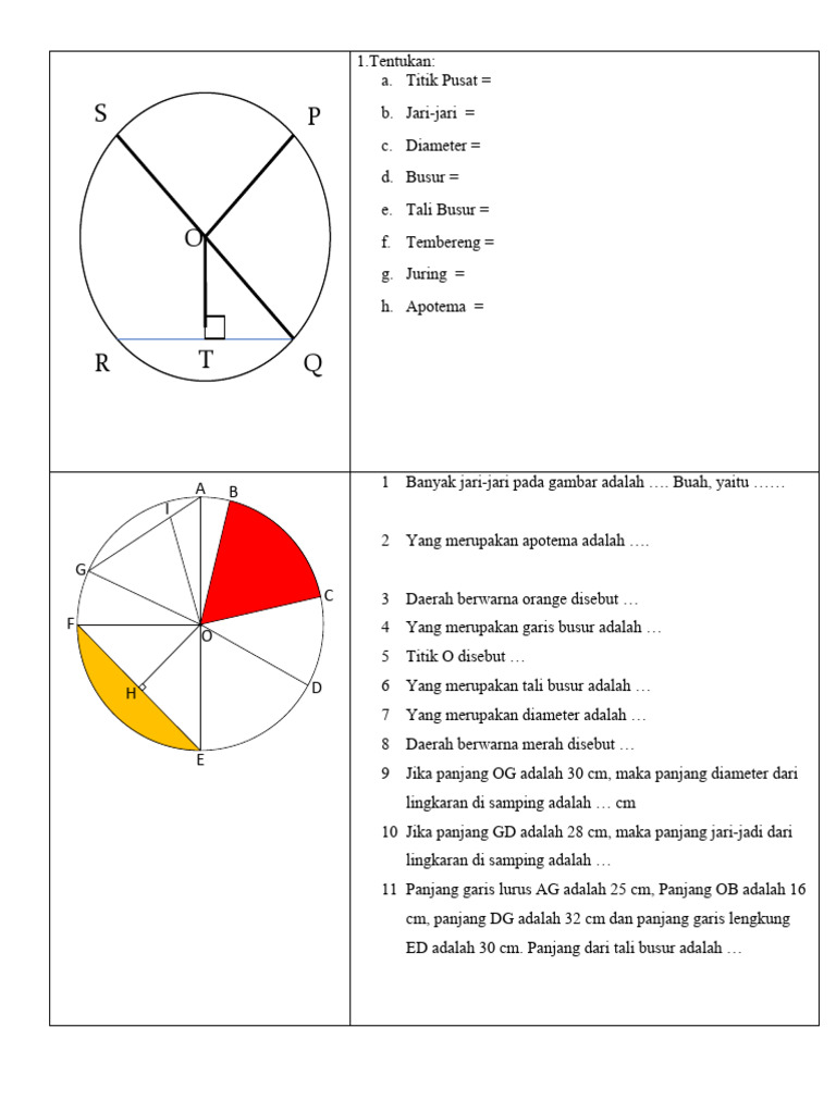 Worksheet Lingkaran | PDF | Metode & Bahan Ajar