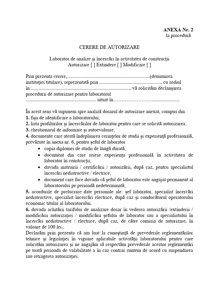 Cerere Autorizare | PDF