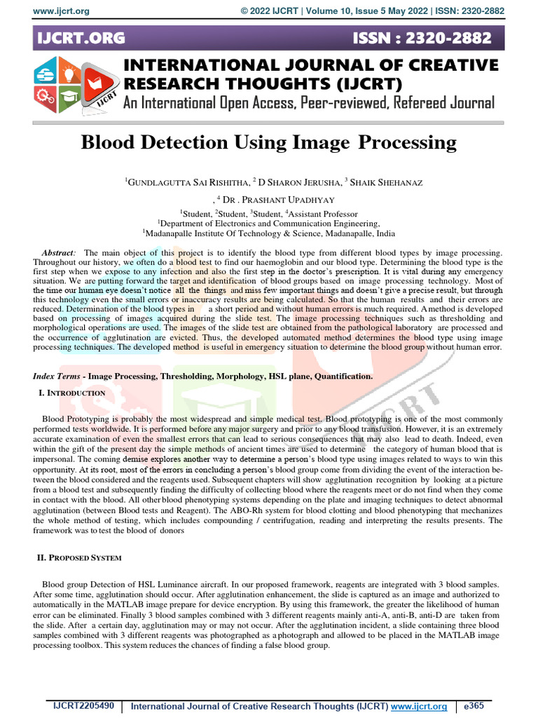 Blood Detection Using Image Processing | PDF