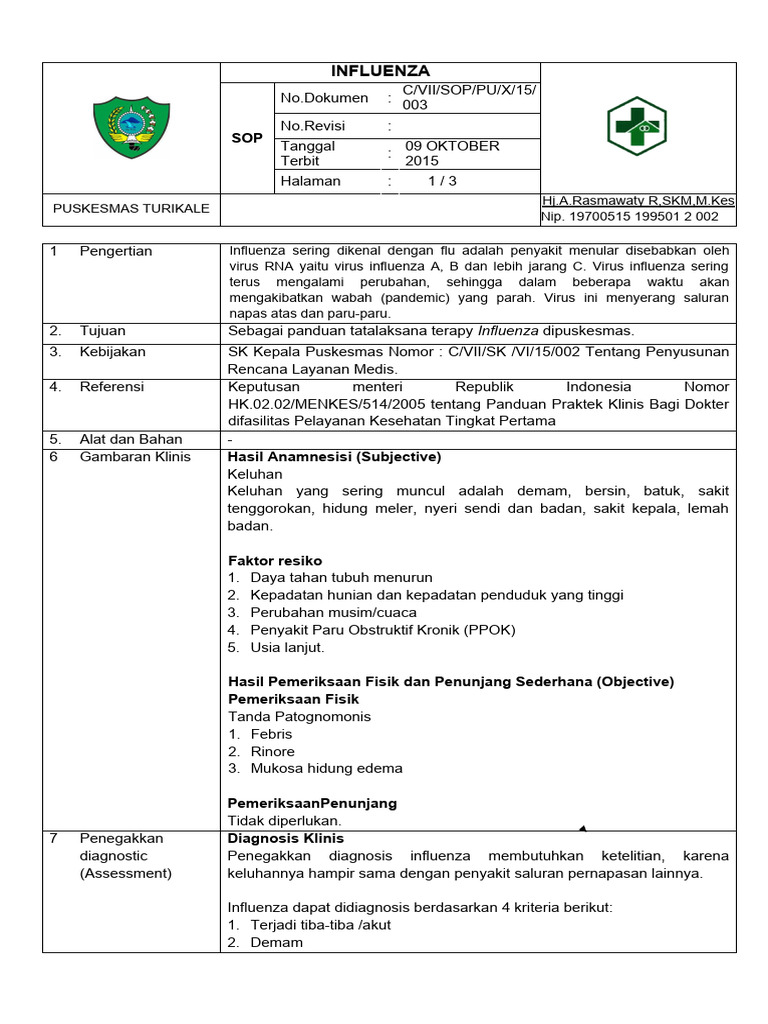Sop Influenza | PDF