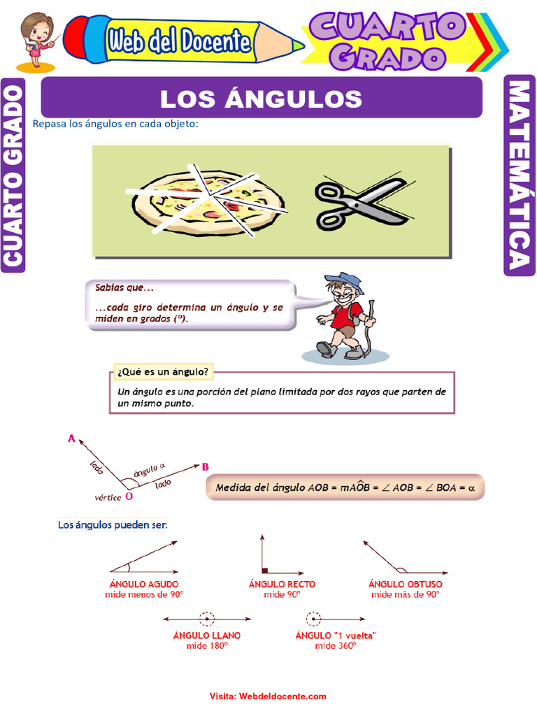 Los Ángulos y Su Clasificación para Cuarto Grado de Primaria | PDF