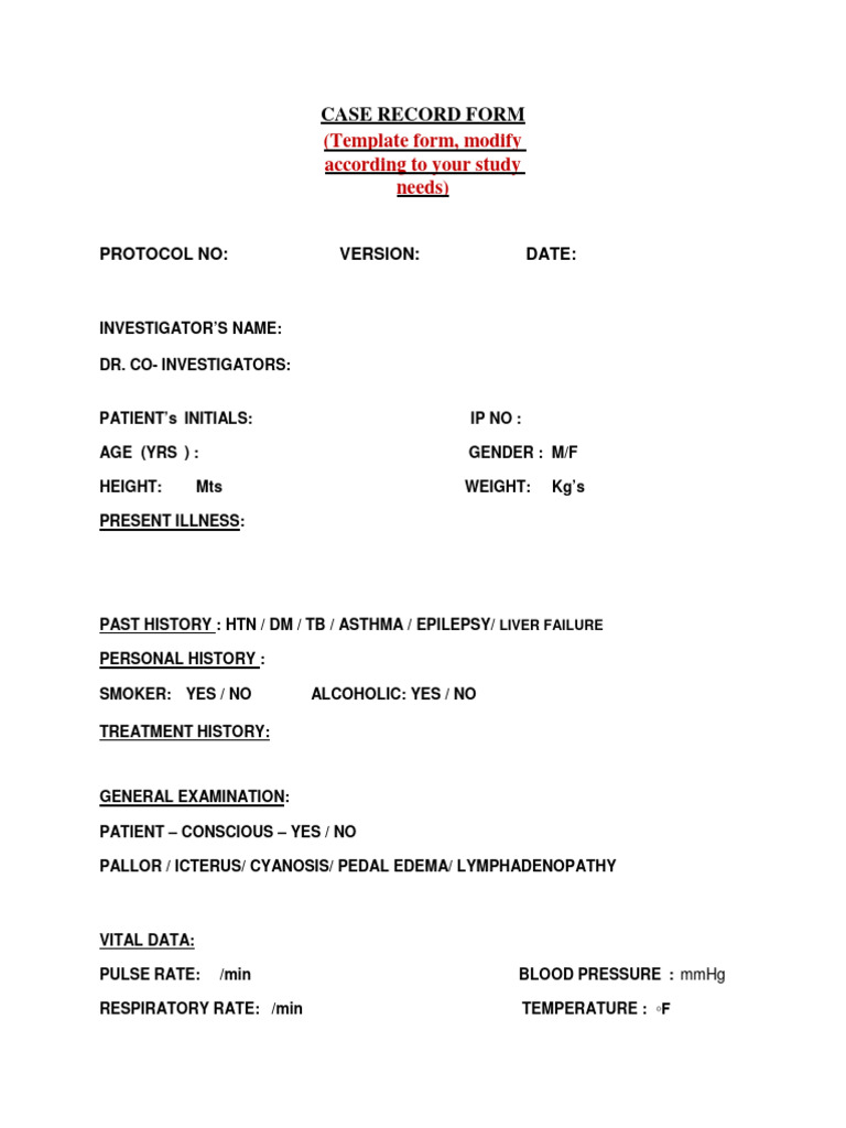 CASE RECORD FORM | PDF