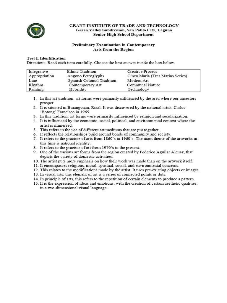 Contemporary Art Exam | PDF