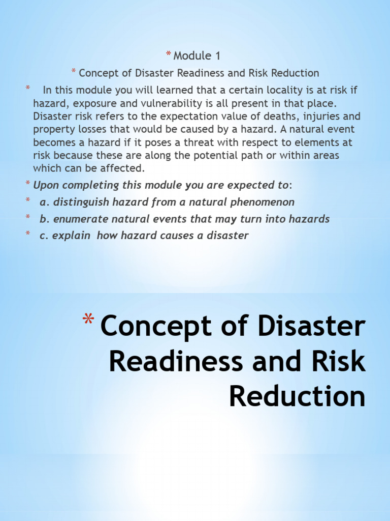 Module 1 Concept of DRR and DRRM | PDF Module 1 Concept of DRR and DRRM | PDF