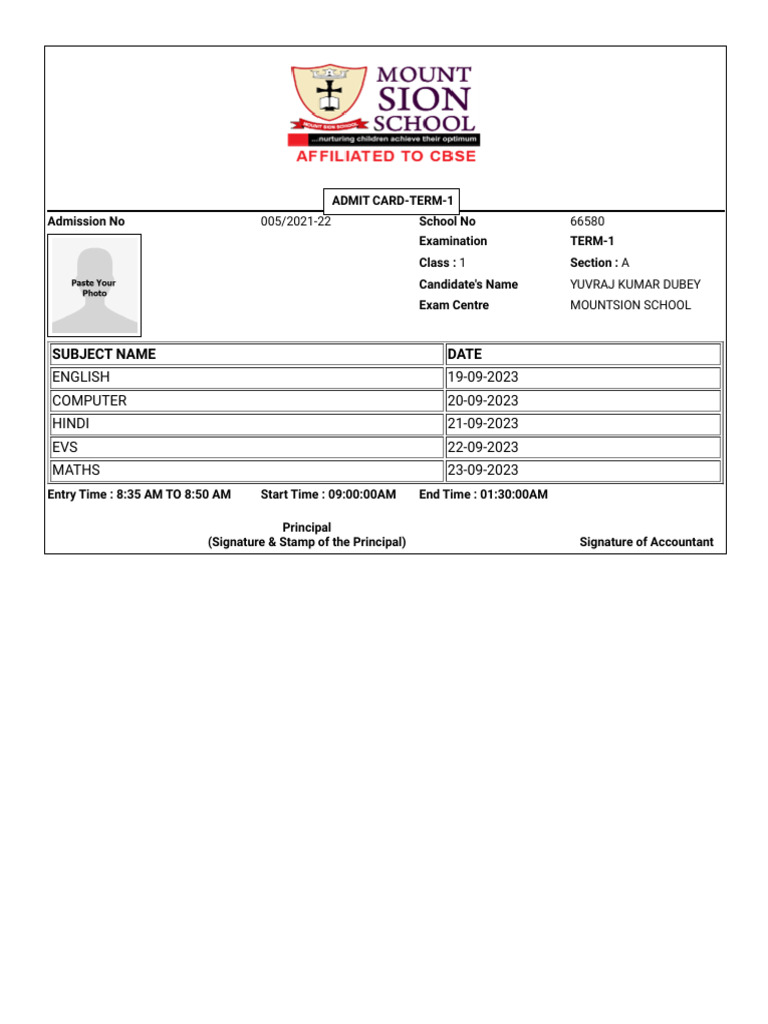 yuvraj ADMIT CARD | PDF