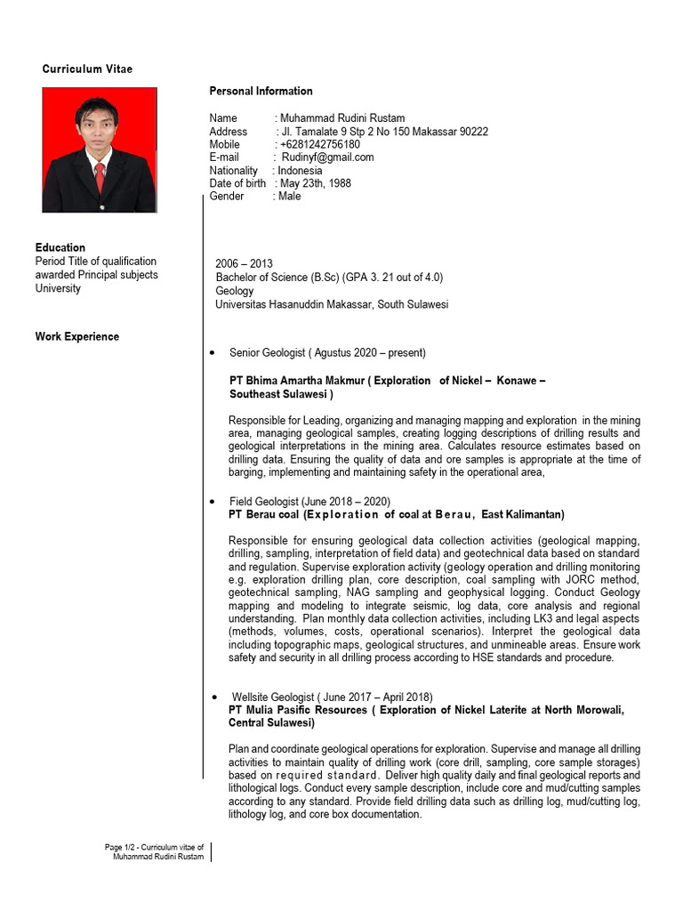 CV - Muhammad Rudini Rustam | PDF
