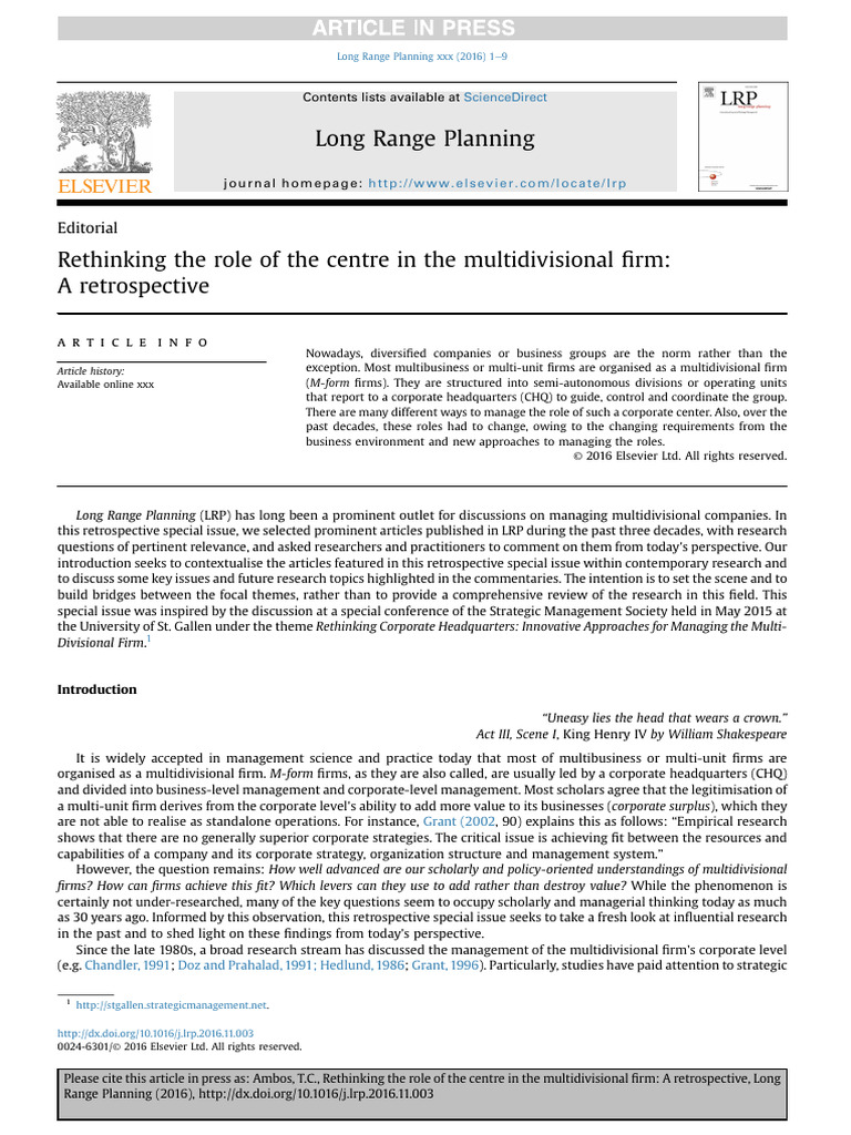Rethinking The Role of HQ | PDF | Career & Growth