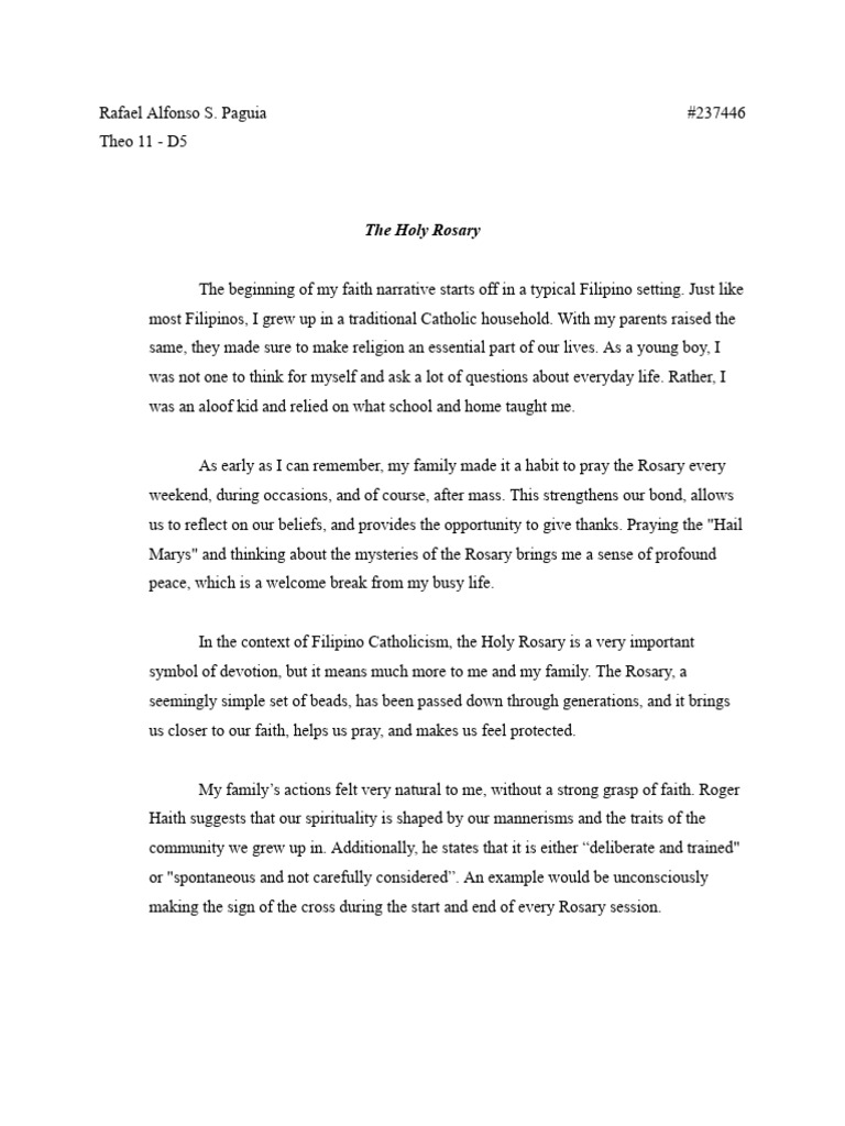 (Paguia) - Faith Narrative | PDF