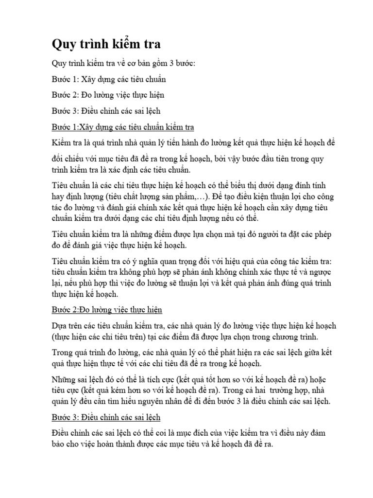 Quy Trình Kiểm Tra | PDF