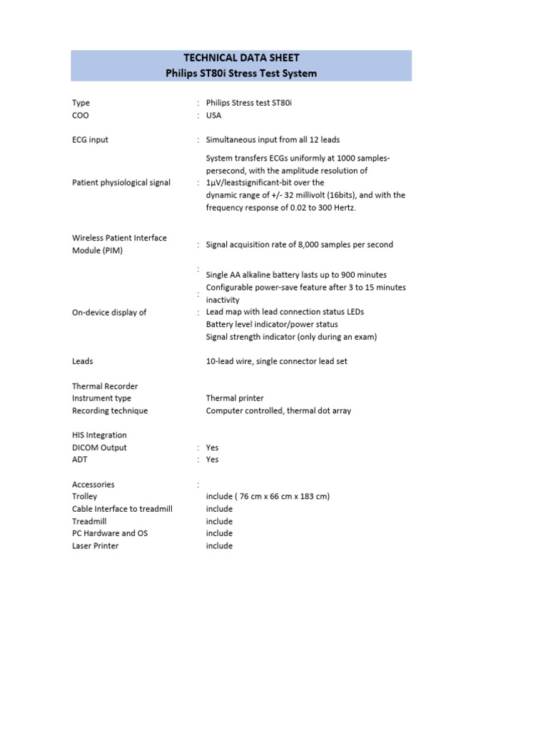 Philips ST80i Stress Test System | PDF