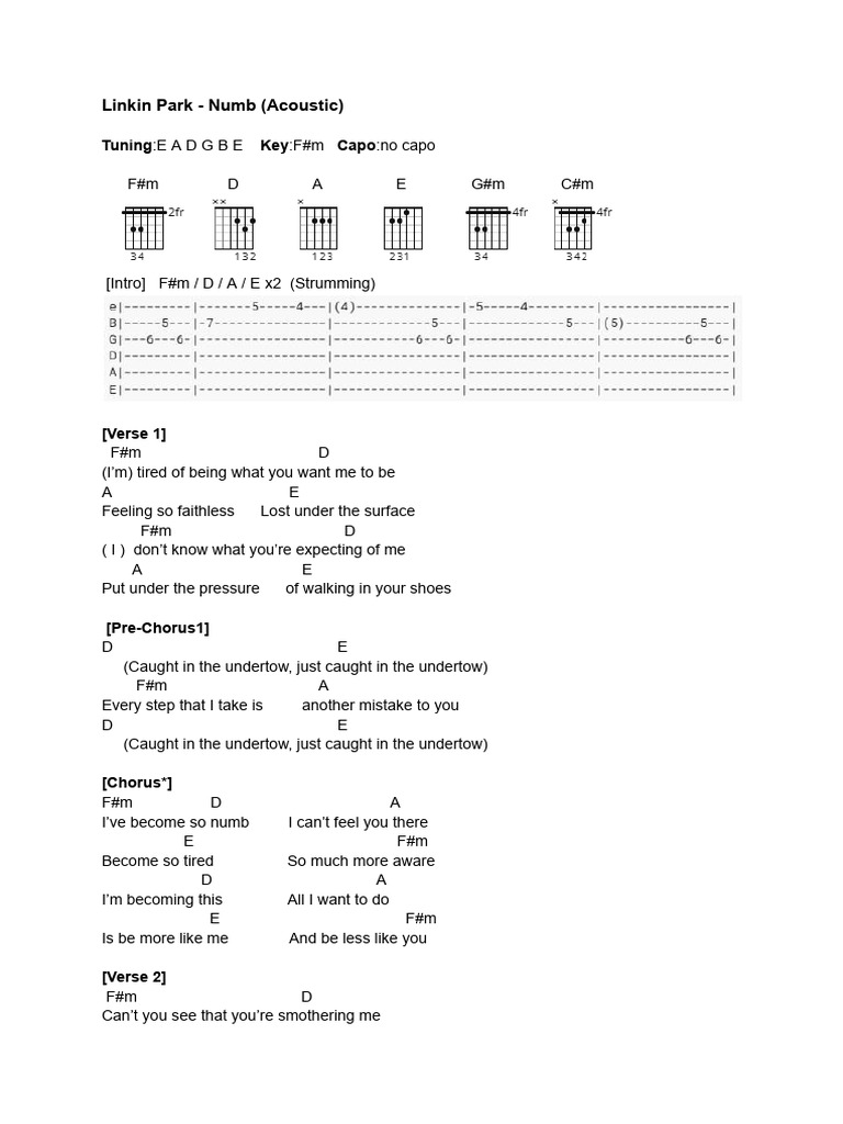 Linkin Park - Numb (Acoustic) | PDF