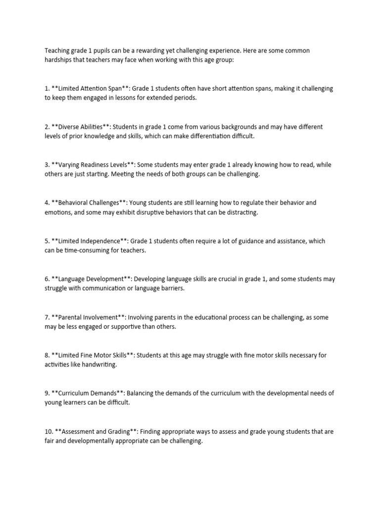 Teaching grade 1 pupils can be a rewarding yet challenging experience | PDF