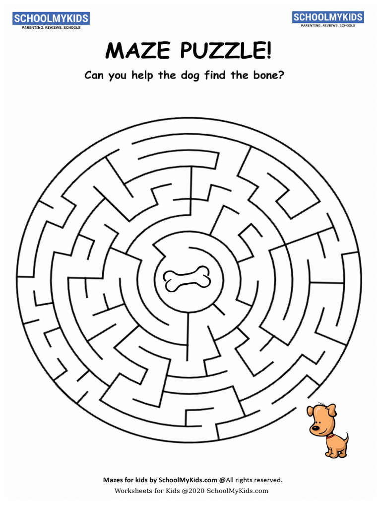 Mazes For Kids Dog Bone Maze Puzzle w700536 | PDF