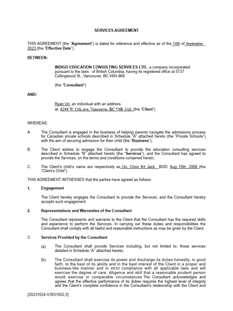 Education Consulting Services Agreement | PDF