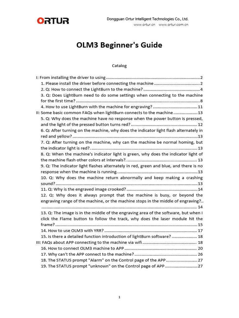 OLM3 LightBurn Setup & Troubleshooting Guide | PDF | Business | Computers