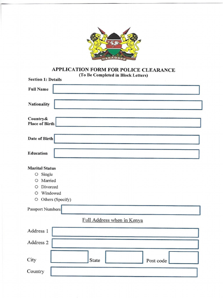 Application Form For Police Clearance | PDF