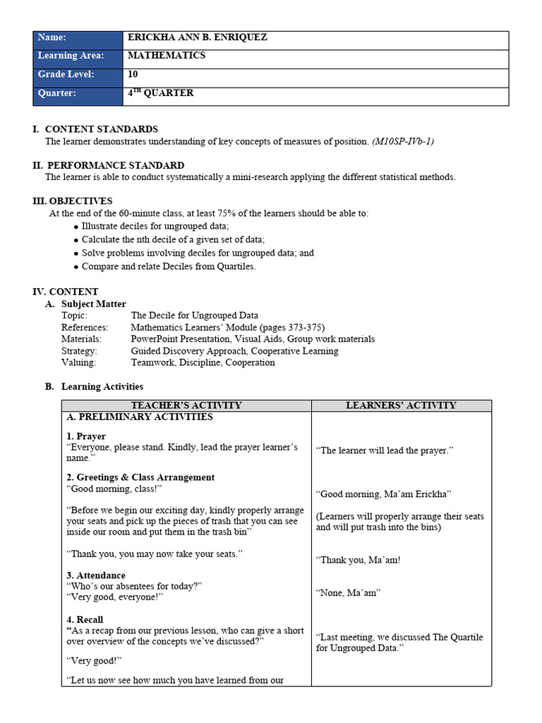 Detailed-Lesson-Plan-Grade-10 | PDF