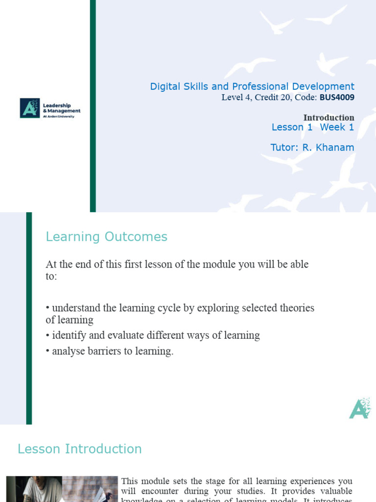 AU DSPD - Lesson 1 Week 1 | PDF